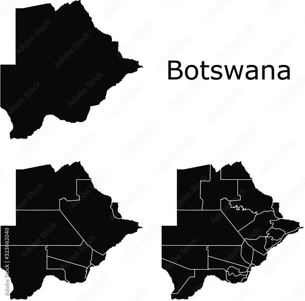 Botswana vector maps with administrative regions, municipalities ...