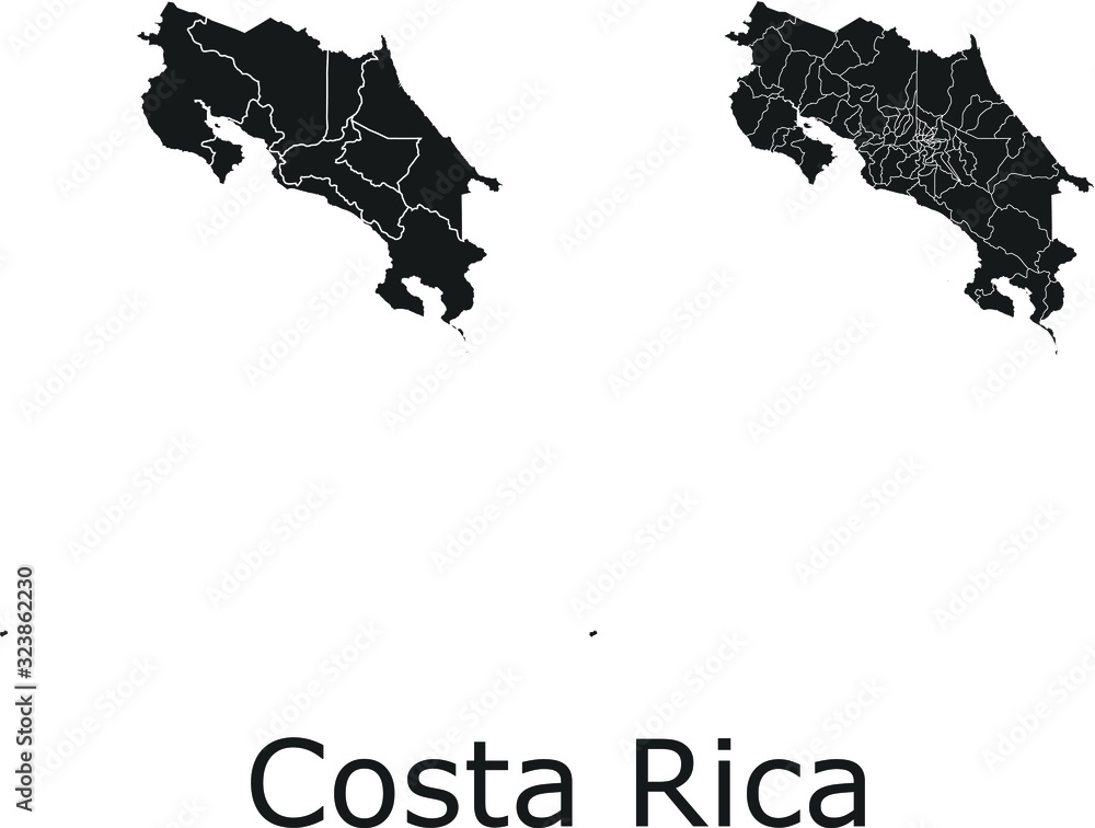 Costa Rica vector maps with administrative regions, municipalities ...