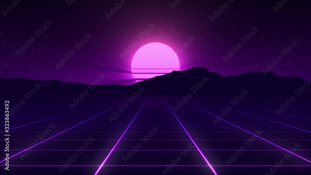80s Retro Background Animation. Retro wave and synthwave digital ...