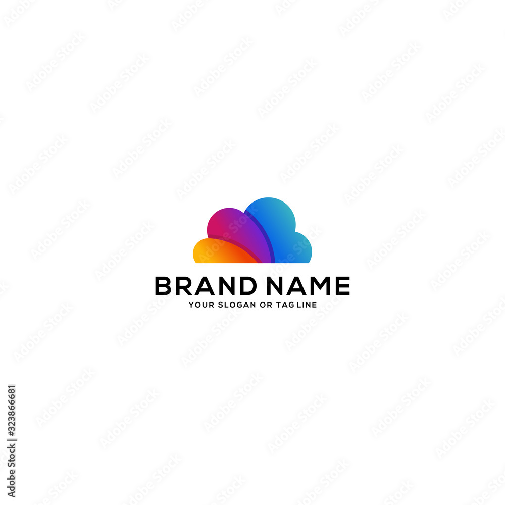 colorful cloud logo design vector Stock Vector | Adobe Stock