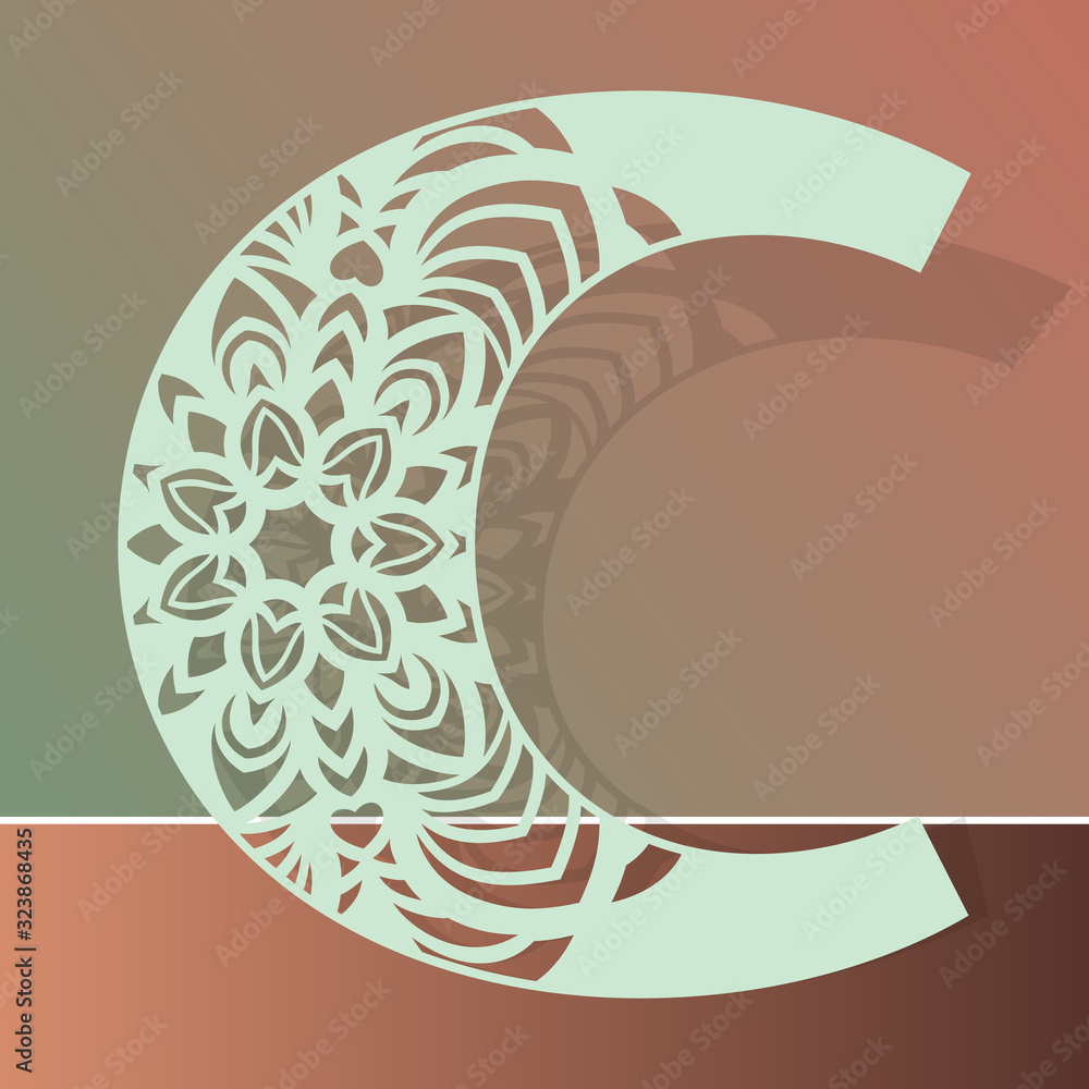 Laser cutting letter C. Woodcut vector design. Plywood lasercut gift ...