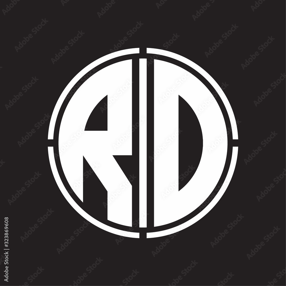RD Logo initial with circle line cut design template Stock Vector ...