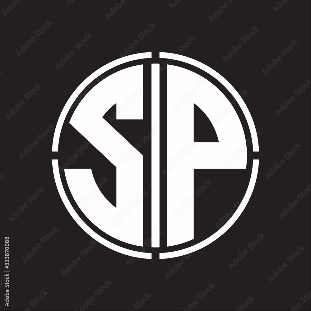 SP Logo initial with circle line cut design template Stock Vector ...