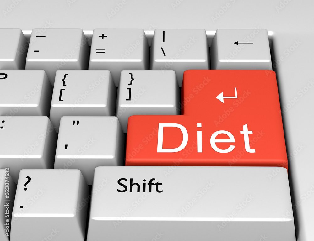 Word Diet is written on a computer keyboard. Conceptual image on a ...
