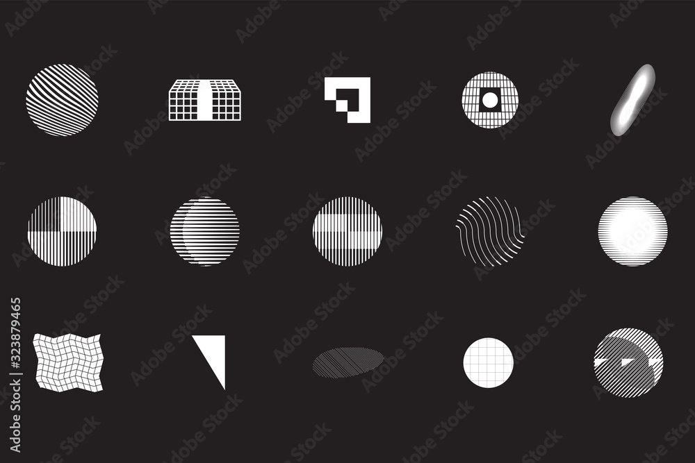 Universal Geometric Shapes Set. Design Forms on Black Background Stock ...