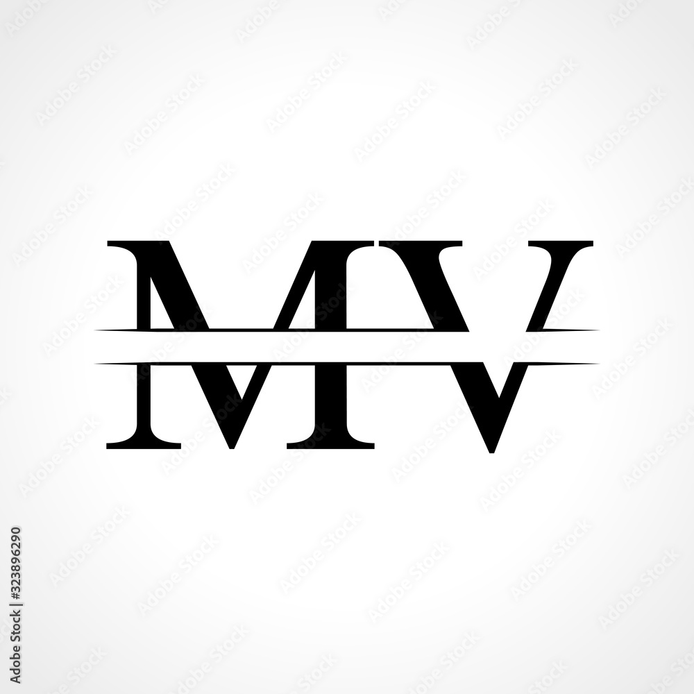 Initial MV letter Logo Design vector Template. Abstract Black Letter MV ...