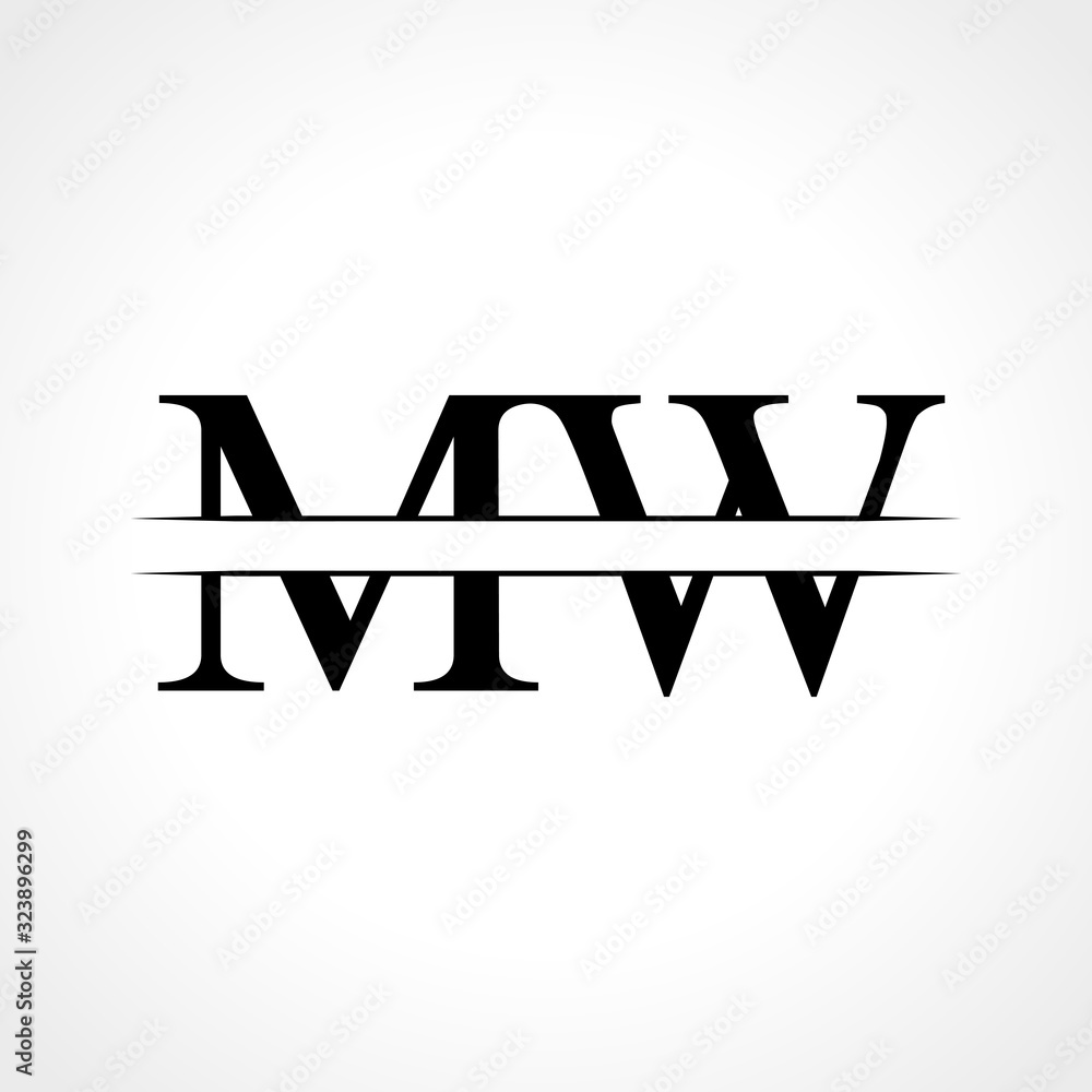 Initial MW letter Logo Design vector Template. Abstract Black Letter MW ...