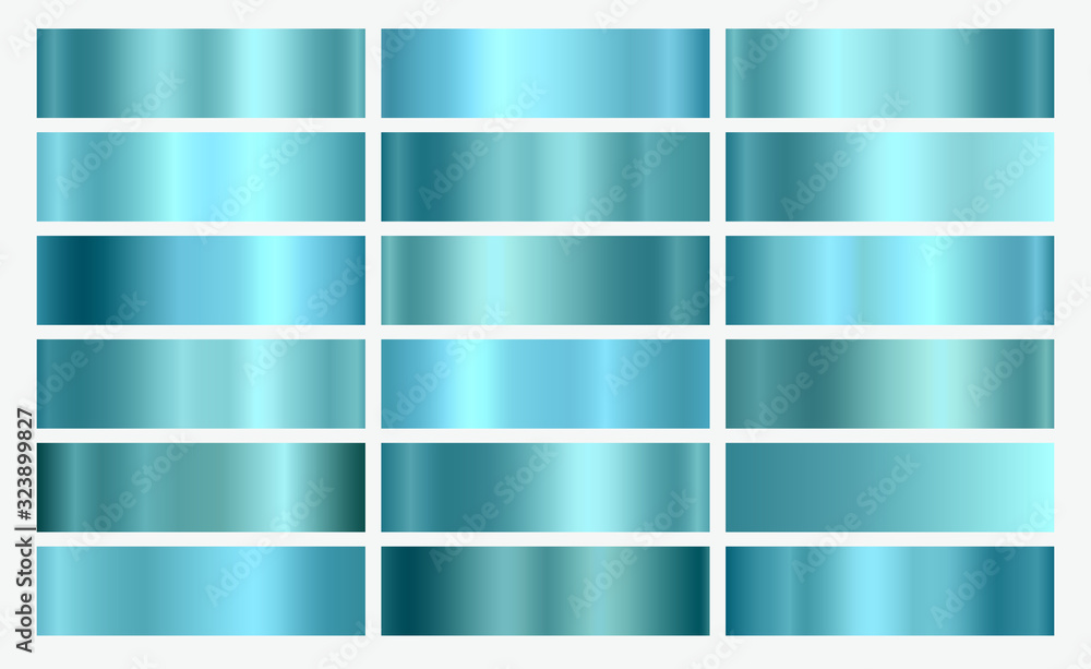 Blue foil texture background set. Vector turquoise elegant, shiny and ...