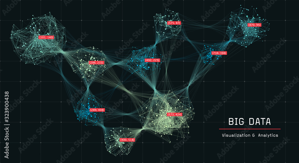 Abstract big data visualization. Cloud computing concept. Creative ...