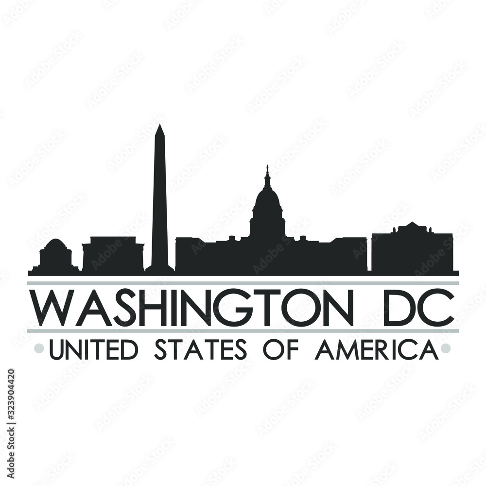 Washington DC Skyline. Silhouette Design City Vector Art. Landmark ...