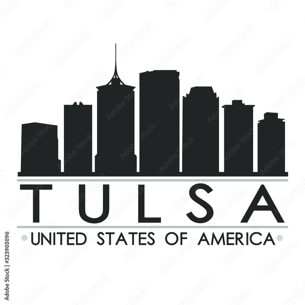 Tulsa Oklahoma Skyline. Silhouette Design City Vector Art. Landmark ...