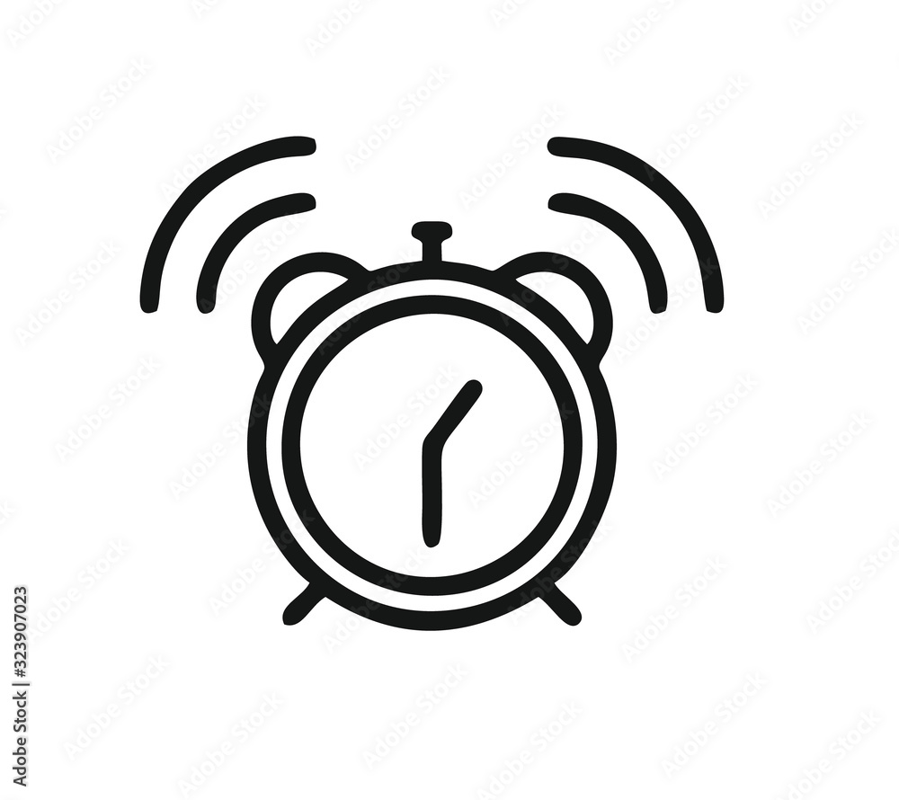 analogue vintage alarm clock in black and white isolated vector for ...