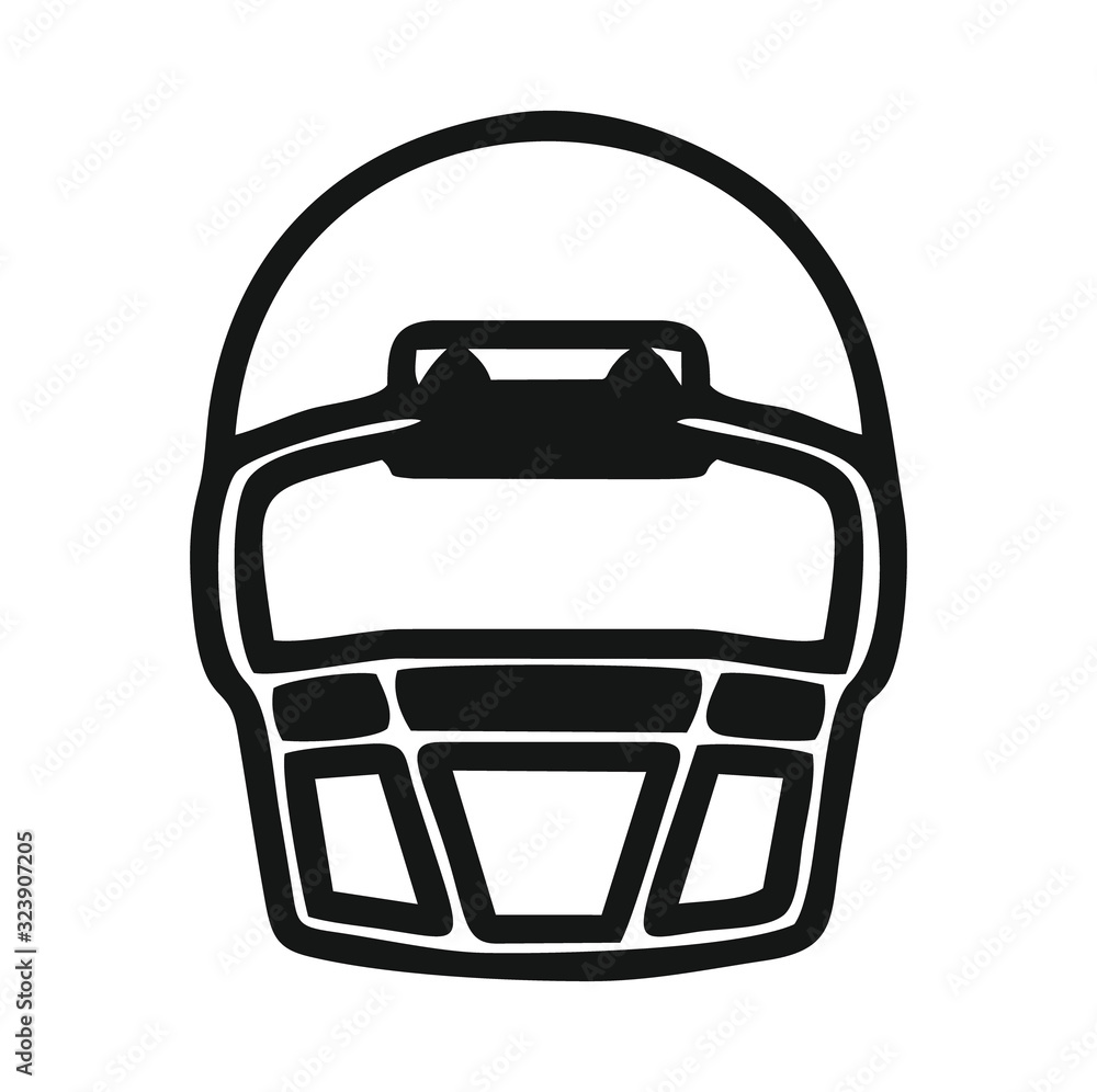 football helmet front view in black and white isolated vector for logo ...