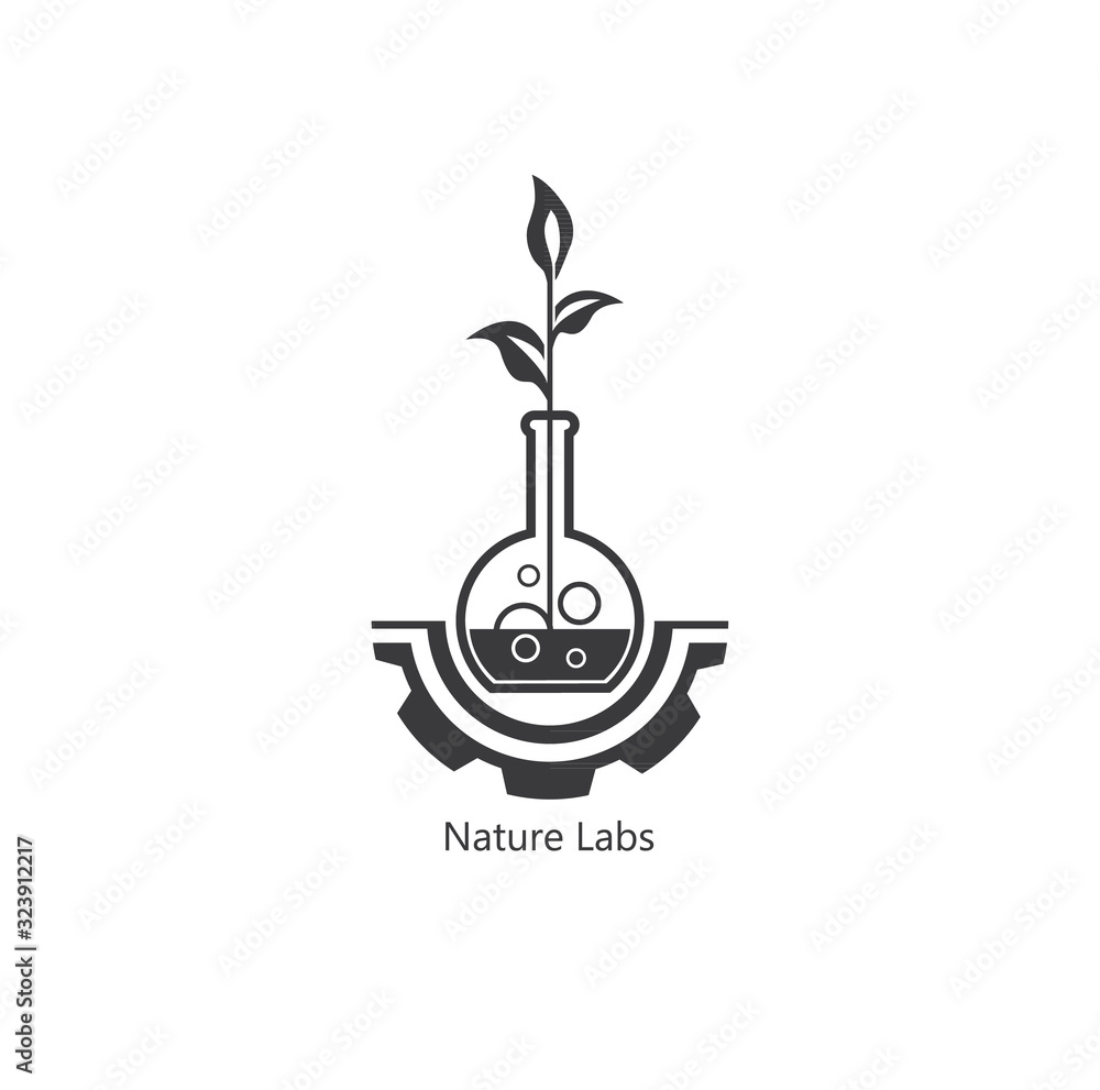 lab nature logo template design. sprout leaf. simbol, icon, badges ...