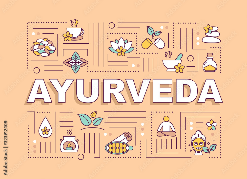 Ayurveda word concepts banner. Ayurvedic medicine. Holistic healing ...
