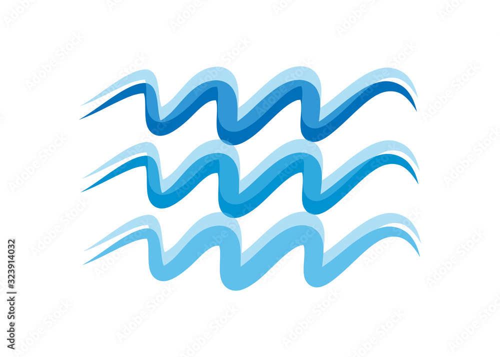 Water Wave Icon. Surf Logo. Vector Isolated On White Background. Hand ...
