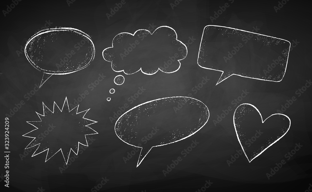 Grunge chalk drawn speech bubbles Stock Vector | Adobe Stock