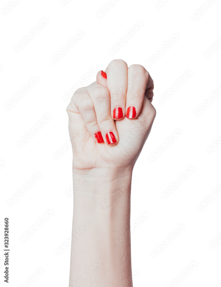 Hand spelling letter n in American Sign Language on white background ...
