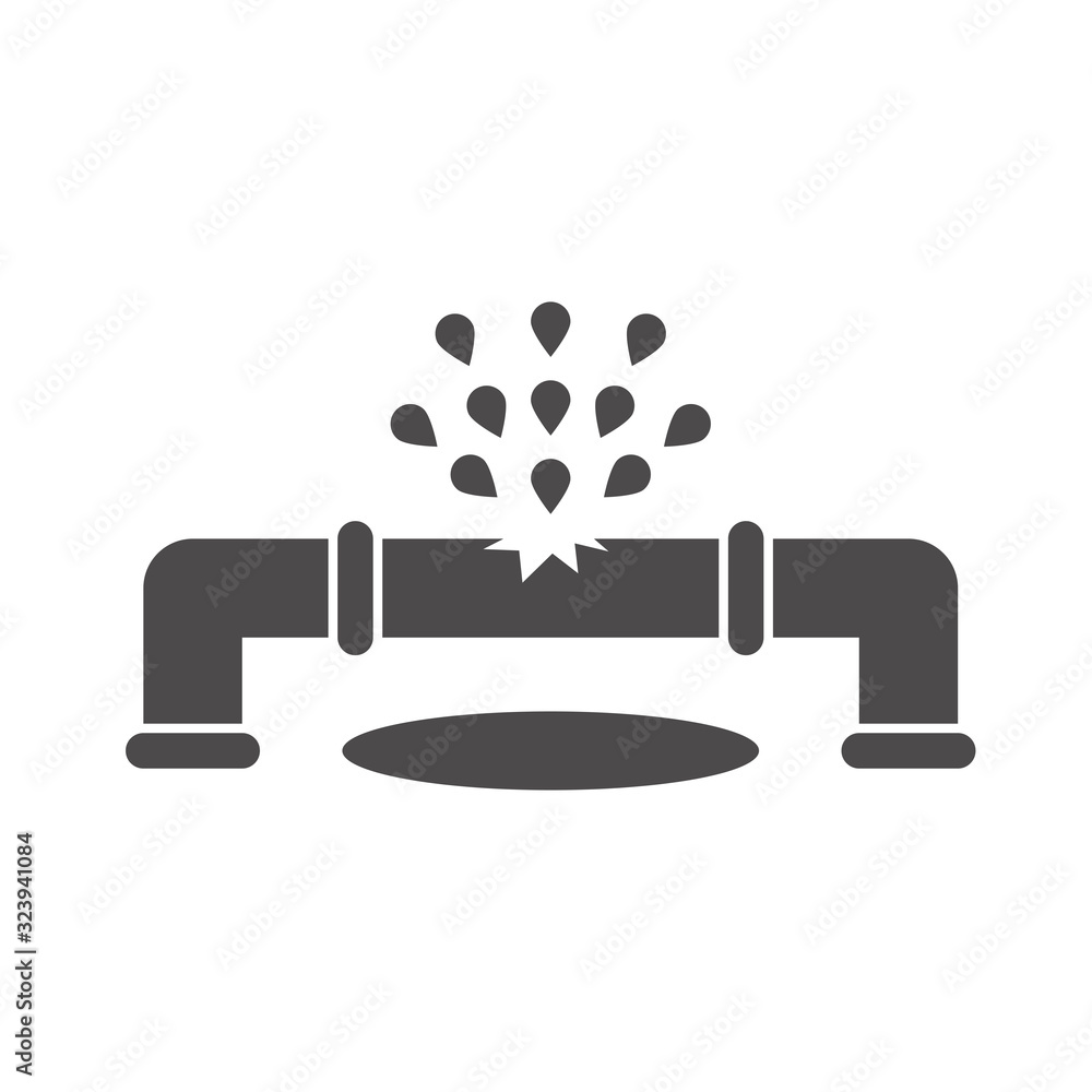 Damaged water pipe icon in flat style.Vector illustration. Stock Vector ...