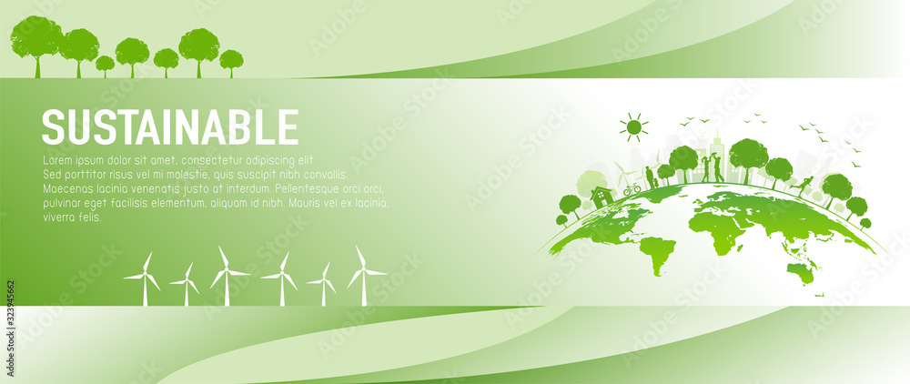 Banner design for sustainable development and eco friendly concept with ...