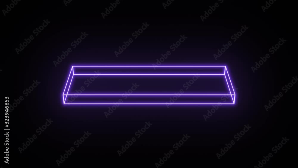 3d Slab Box With Glowing Strokes Spinning/ 4k animation of an abstract ...