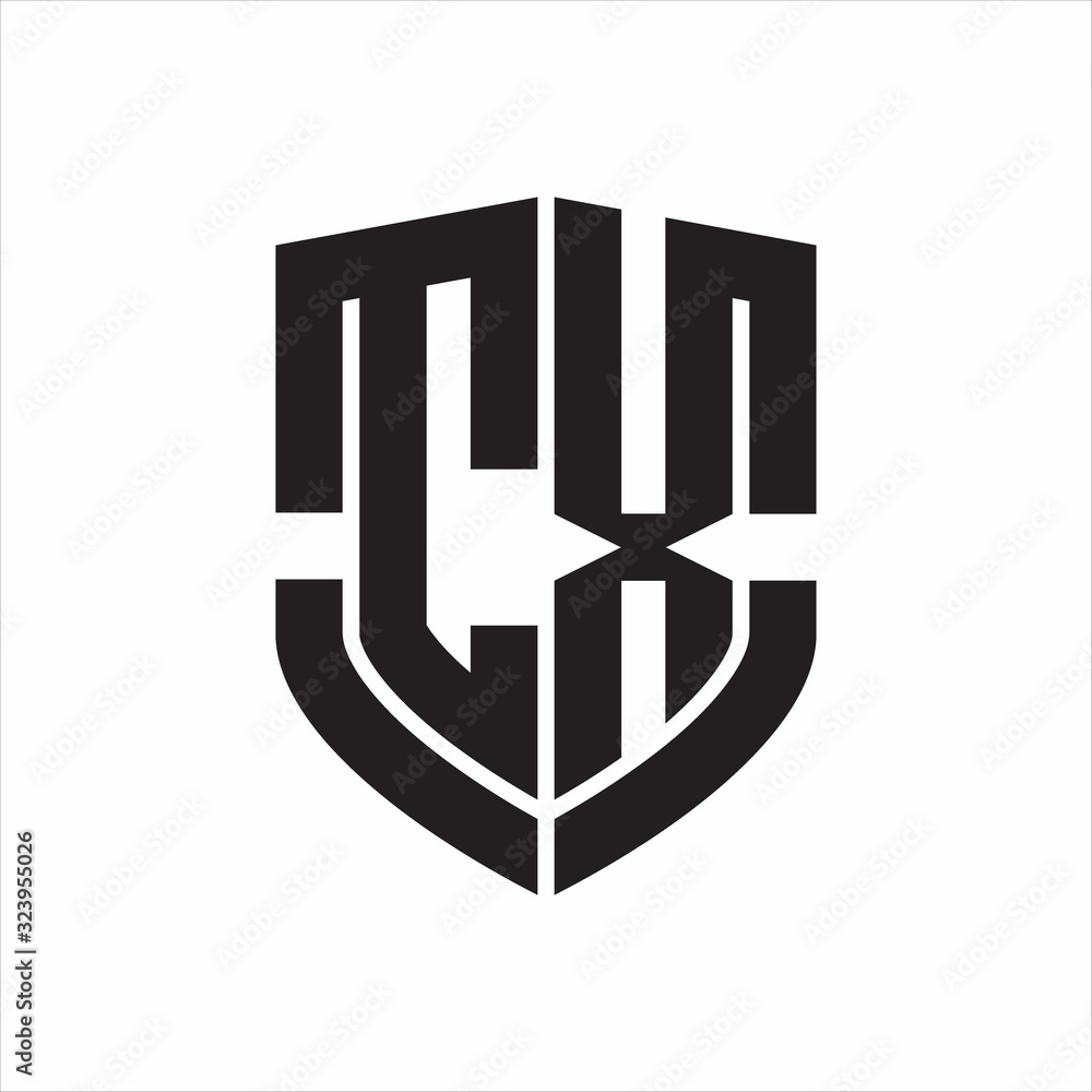 CX Logo monogram with emblem shield shape design isolated on white ...