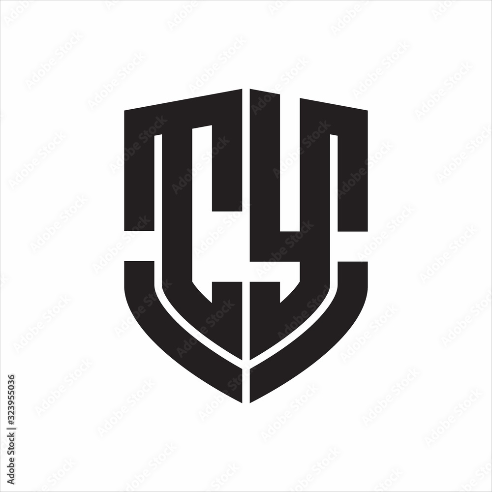 CY Logo monogram with emblem shield shape design isolated on white ...