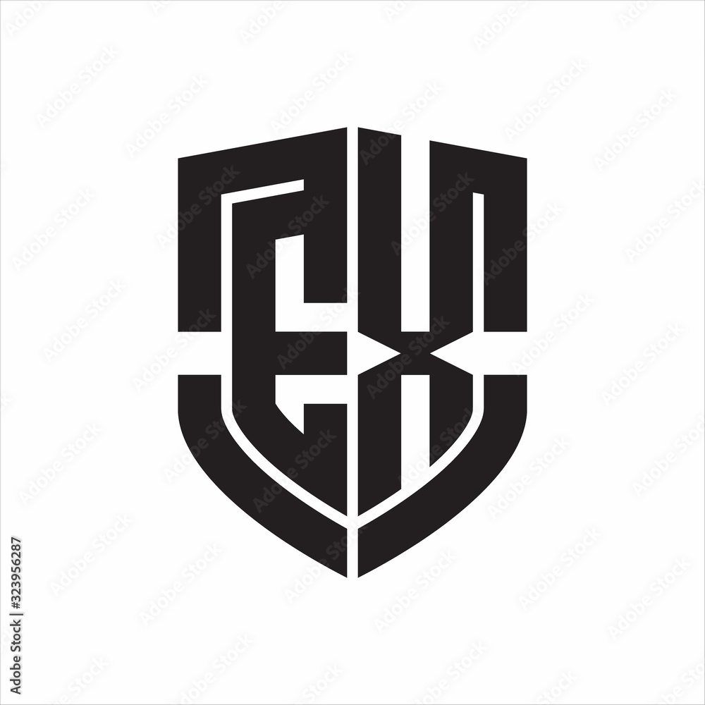 EX Logo monogram with emblem shield shape design isolated on white ...