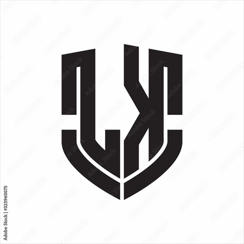 LK Logo monogram with emblem shield shape design isolated on white ...