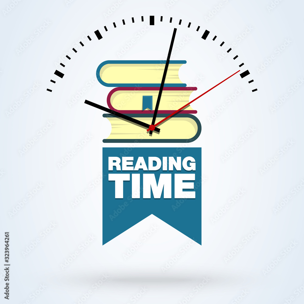 Reading time icon. Book symbol. Study plan, education, library symbols ...