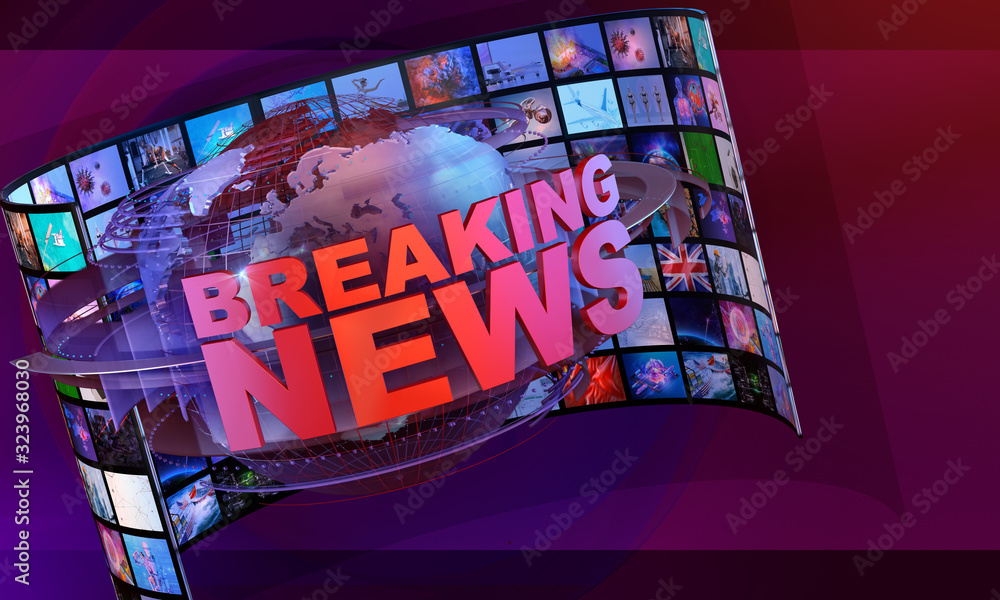 Breaking news on world map globe background illustration multimedia ...