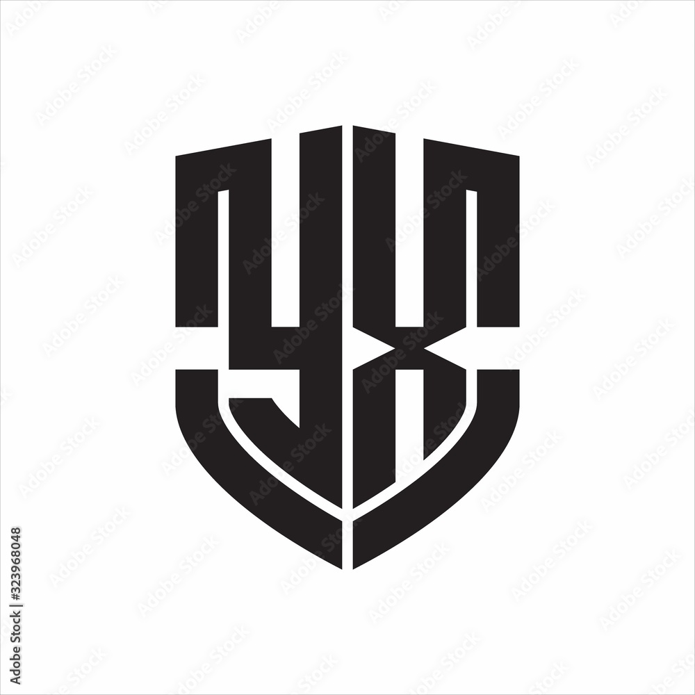 YX Logo monogram with emblem shield shape design isolated on white ...
