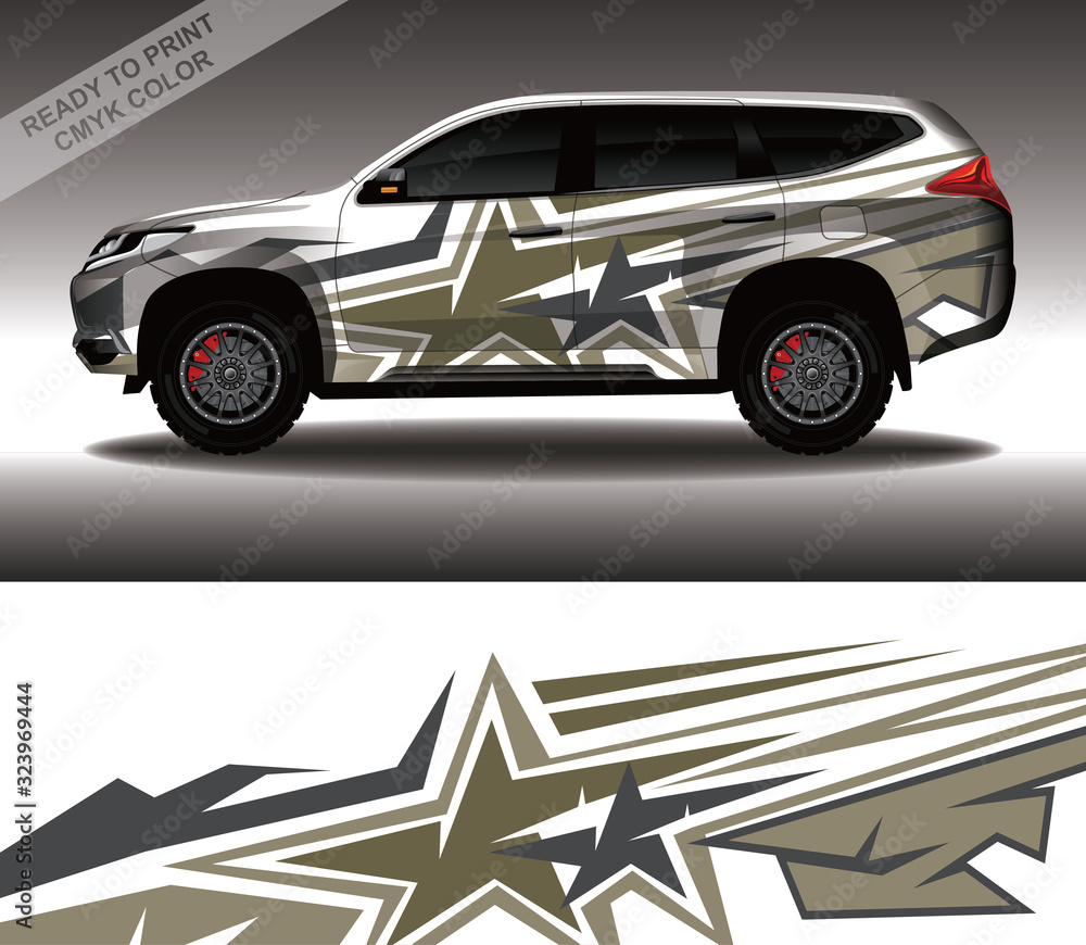 Car wrap decal design vector, custom livery race rally car vehicle ...