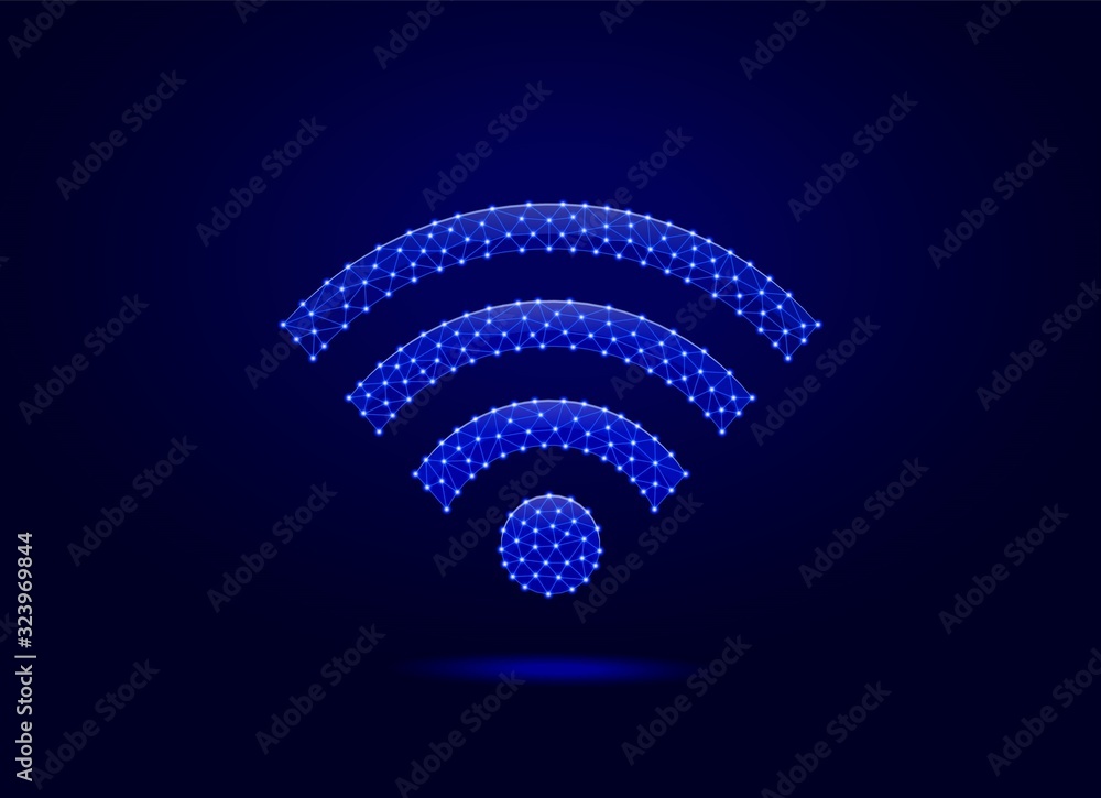 Wi-Fi symbol icon, low poly design. Wi-Fi sign made of triangular ...