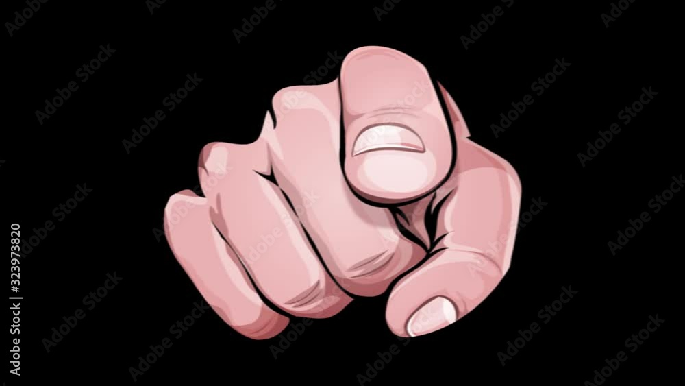 Comic Finger Pointing Icon Animation/ 4k animation of a cartoon comic ...