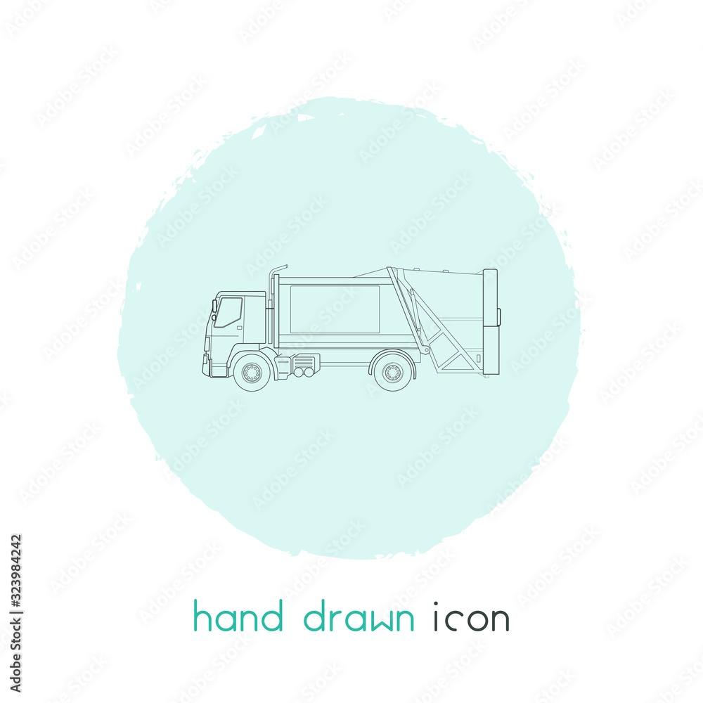 Garbage truck icon line element. Vector illustration of garbage truck ...