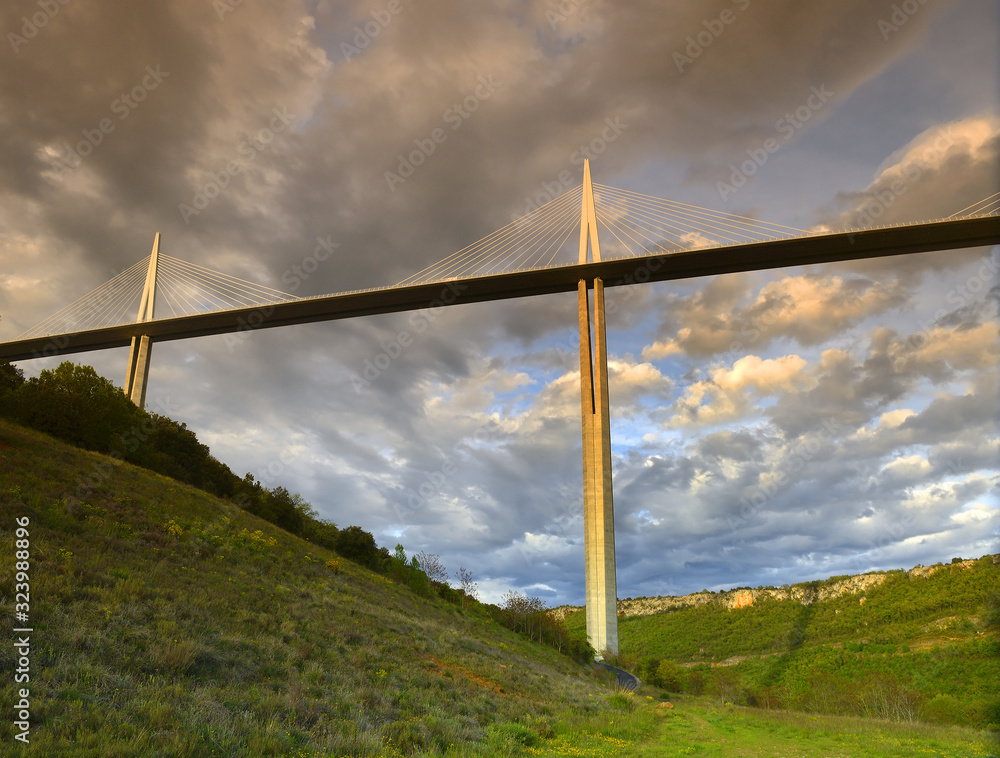 Tarn River Valley and Millau Viaduct, Aveyron Departement. One of the ...