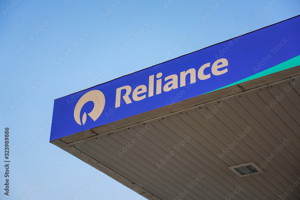View of Reliance Gas Station Sign Stock Photo | Adobe Stock