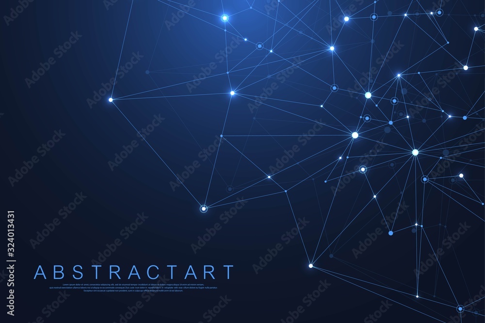 Abstract plexus background with connected lines and dots. Plexus geometric effect. Digital data ...