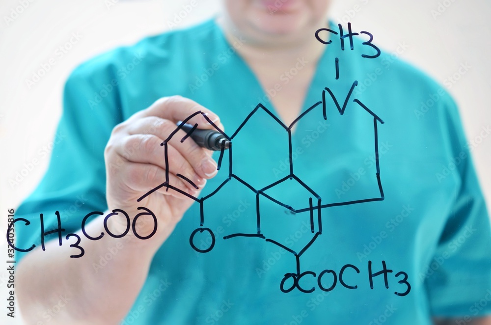 Chemical formula of codeine and Morphin. Stock Photo | Adobe Stock