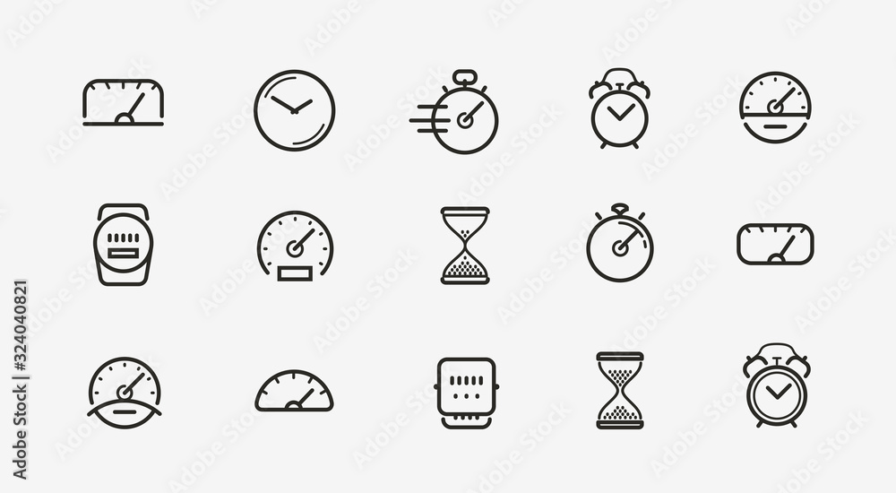 Clock icon set. Time, stopwatch, watch symbol. Vector illustration ...