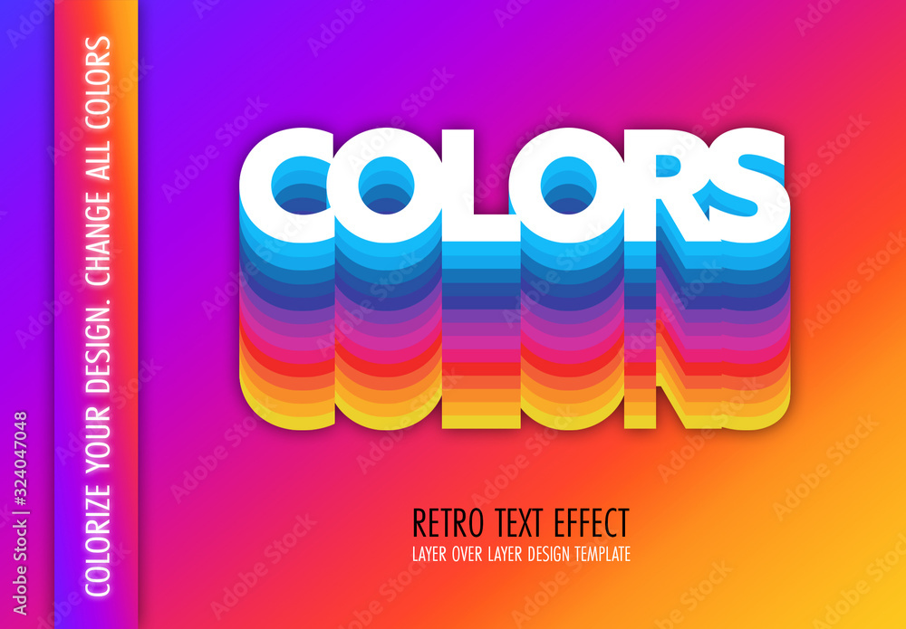 Retro Colors Text Effect Mockup Stock Template | Adobe Stock