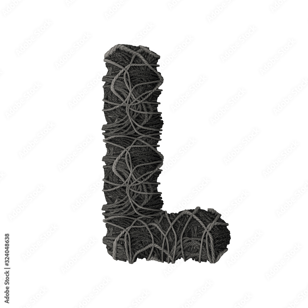 Letter L stylized in the form of a rope pile - 3D render Stock ...