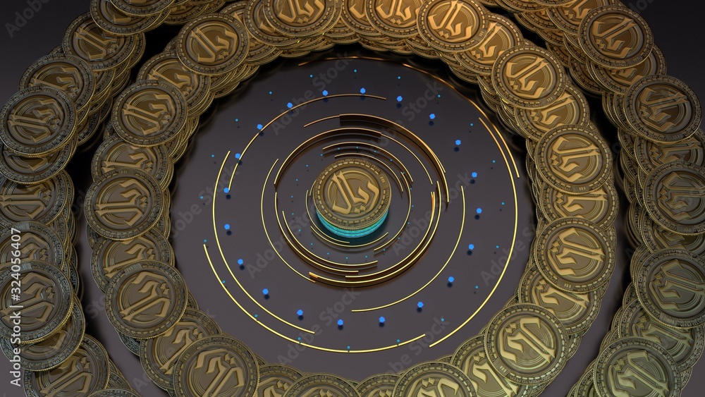 Golden coin with Saudi Arabia currency symbol. Saudi riyal sign 3d ...