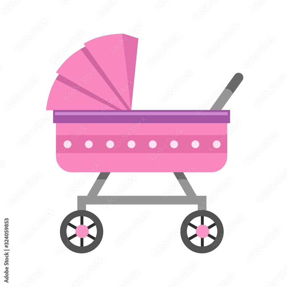 Cute baby stroller on white background Stock Vector | Adobe Stock