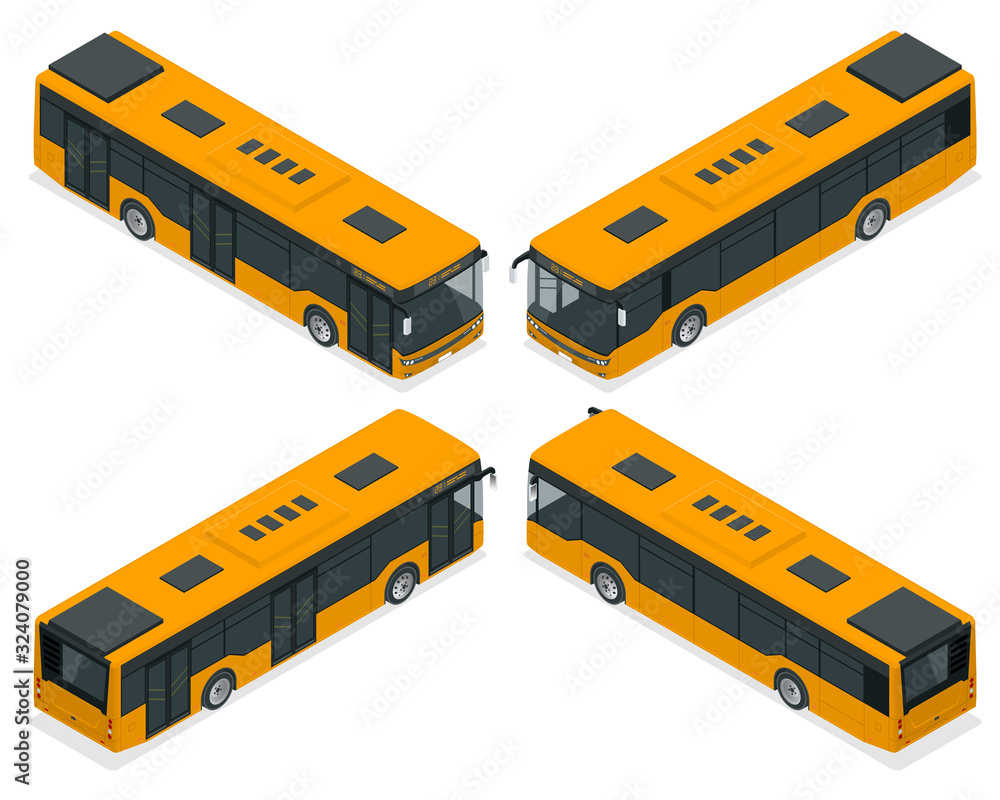 Isometric Passenger City Bus for branding identity and advertising ...