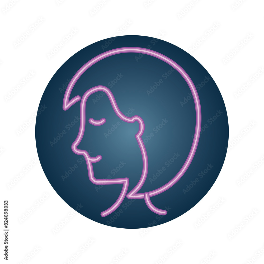 cartoon woman face, neon style icon Stock Vector | Adobe Stock