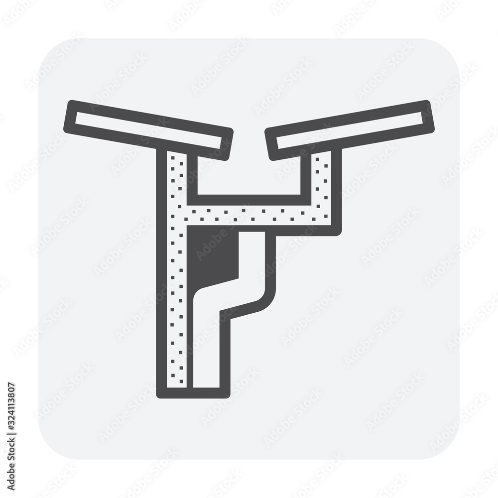 Box style concrete gutter vector icon. Also call rain gutter or ...