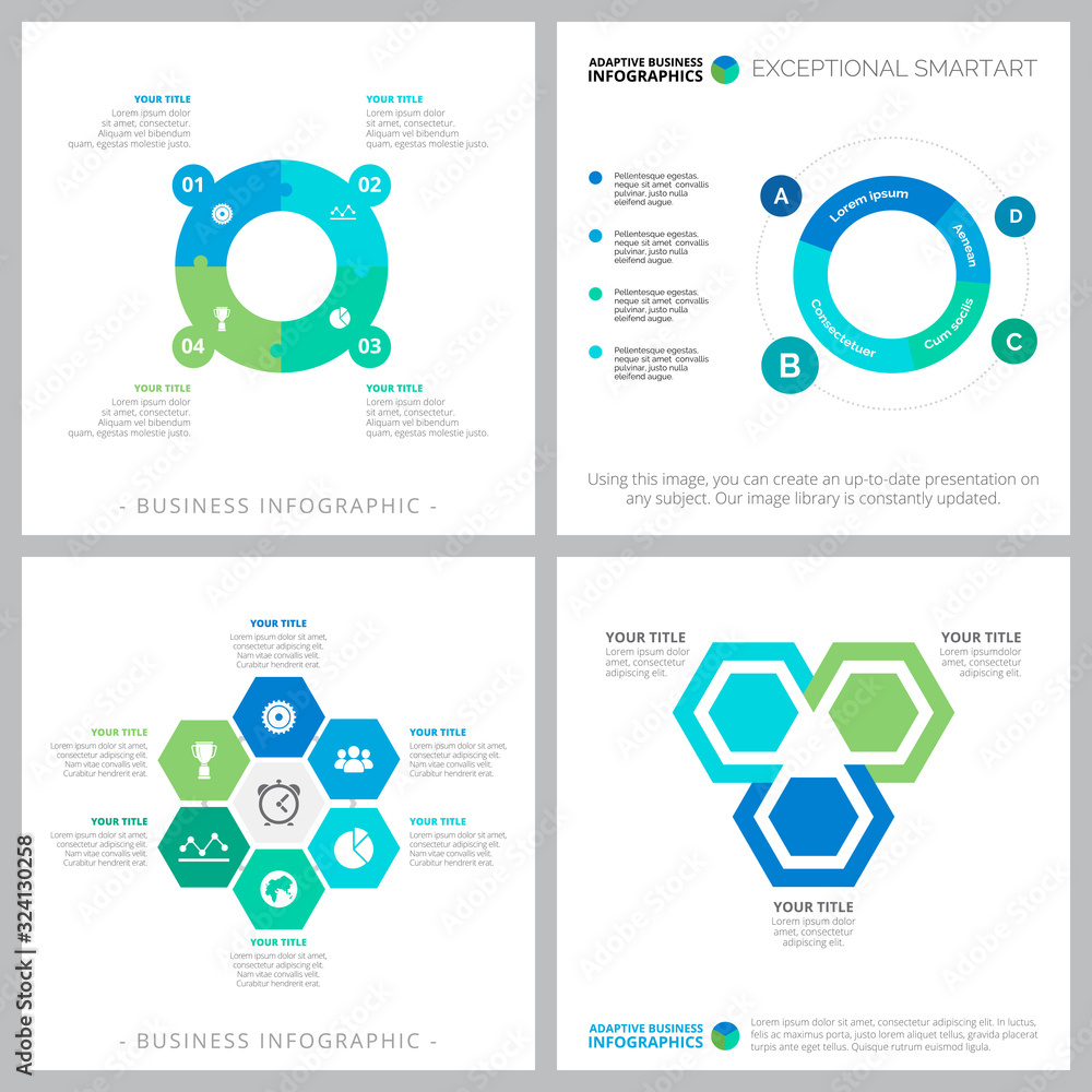 Trendy diagram layout set for management layout, annual statistics ...