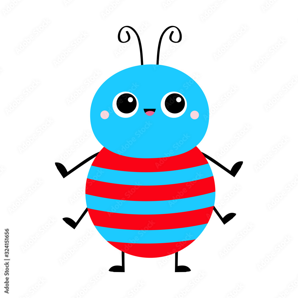 Cute beetle bug. Insect animal. Cartoon kawaii smiling baby character ...